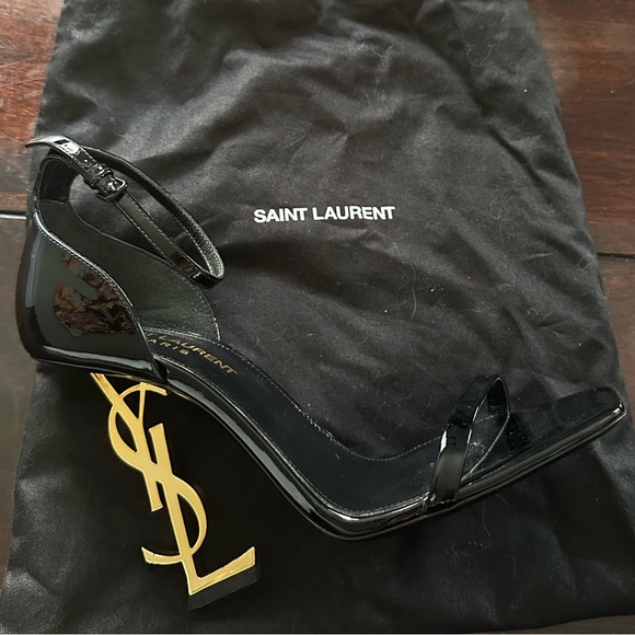Yves Saint Laurent | Shoes | Opyum Ysl Logoheel Sandals With Golden ...
